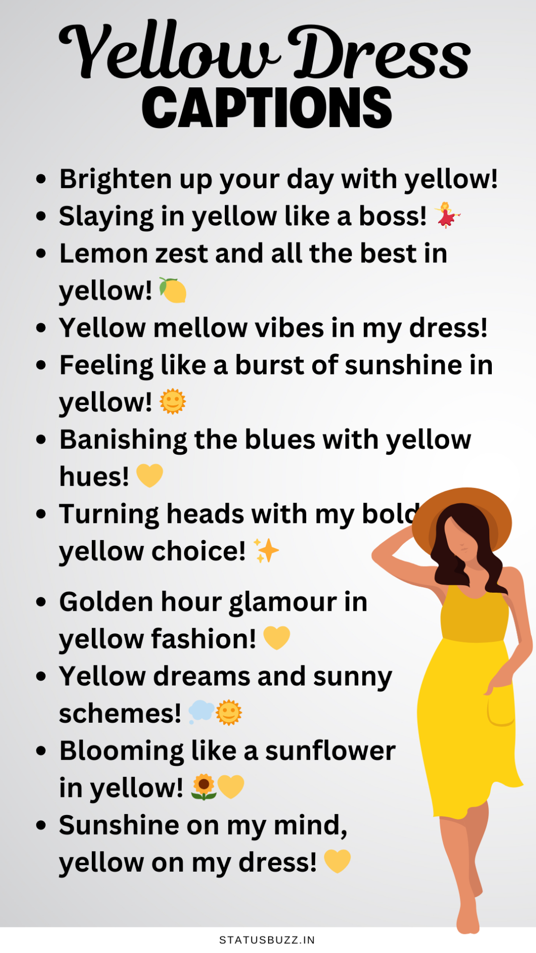 50+ Best Yellow Dress Captions & Quotes For Instagram | StatusBuzz