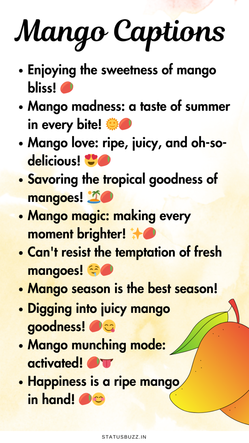 Best Mango Captions For Instagram | Mango Shake Quotes StatusBuzz