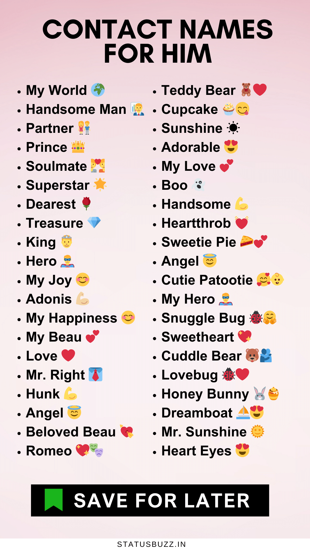 230+ Cute & Adorable Contact Names For Him - StatusBuzz