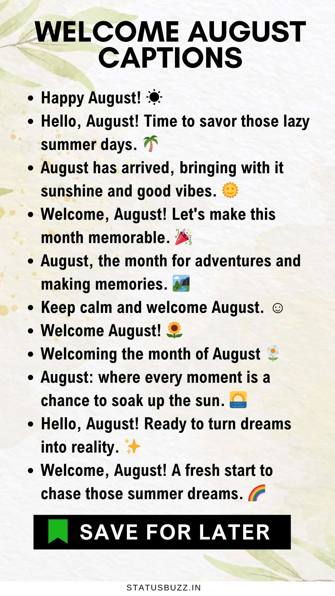 75+ Welcome August Quotes & Captions - StatusBuzz