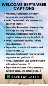 85+ Welcome September Quotes & Captions - StatusBuzz