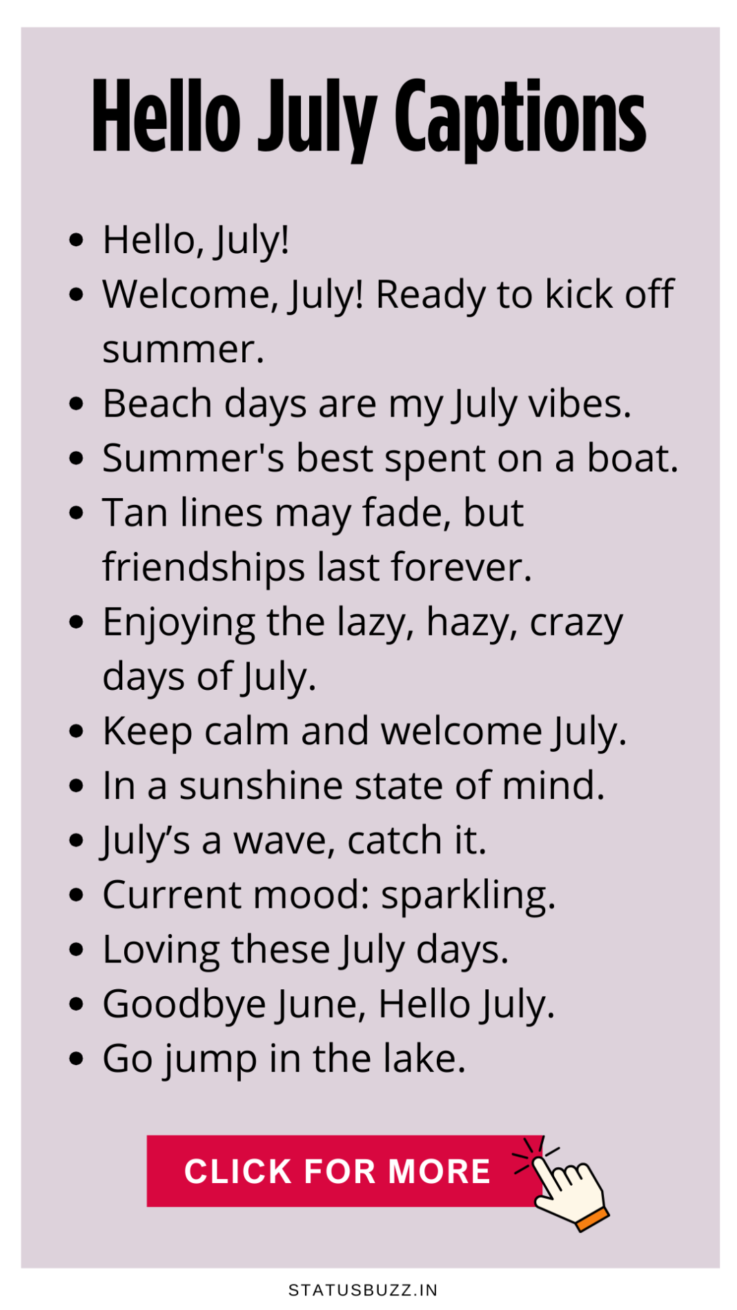 200+ Hello July Captions For Instagram - StatusBuzz