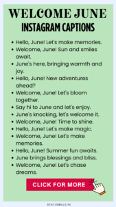 200 Hello June Captions For Instagram - StatusBuzz