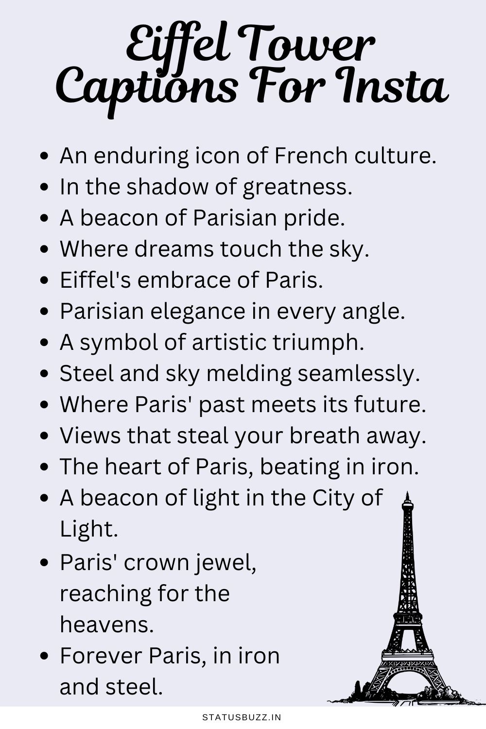 45 Eiffel Tower Captions & Quotes For Instagram - StatusBuzz