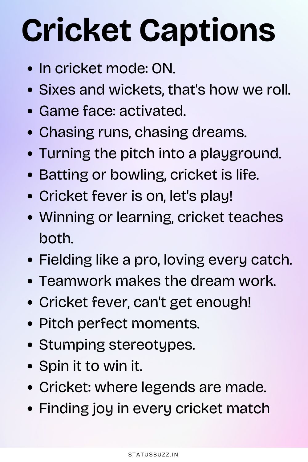 140 Cricket Captions For Instagram - StatusBuzz