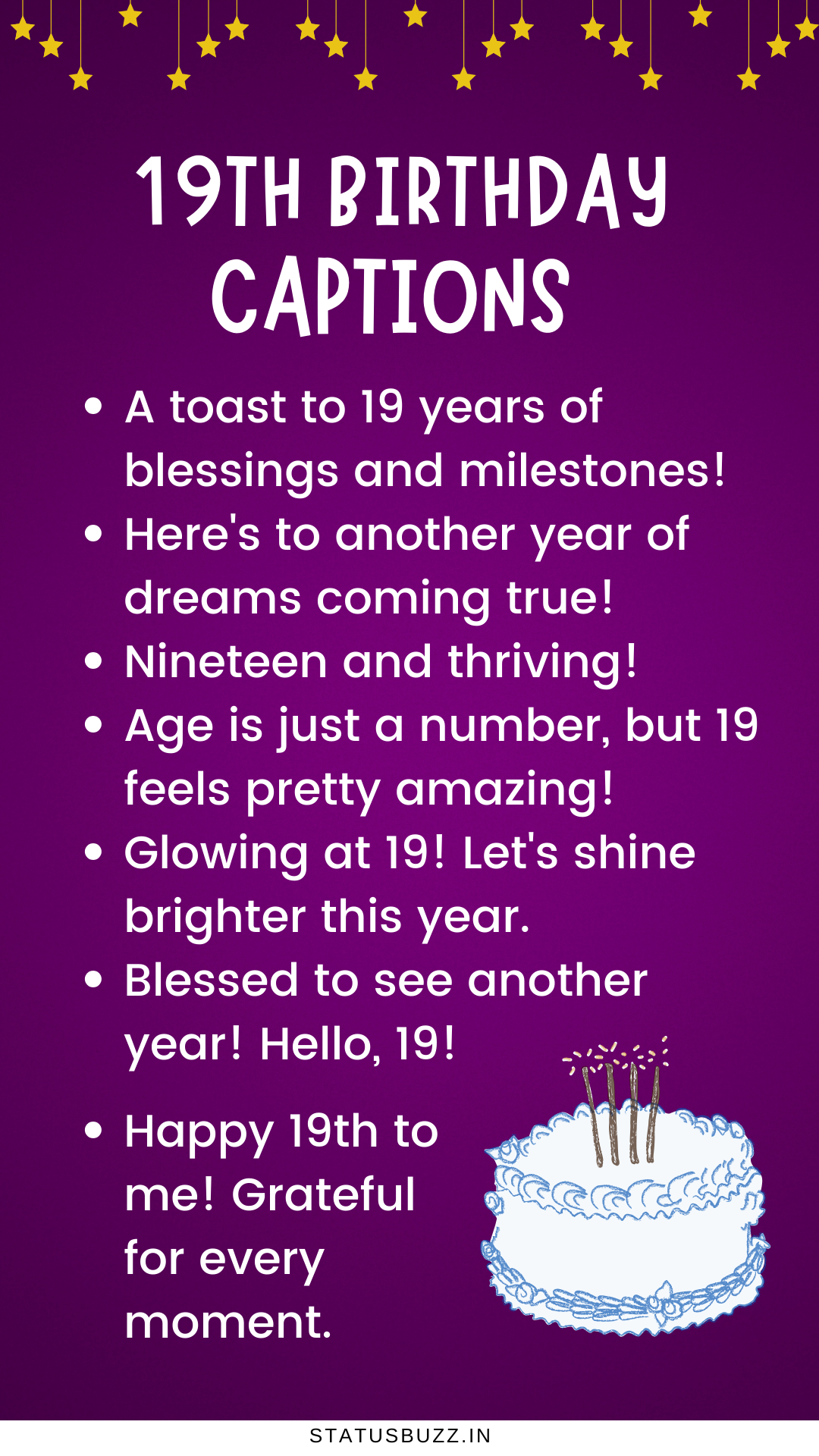 19th Birthday Captions For Instagram - StatusBuzz