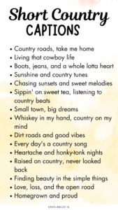135 Country Captions For Instagram - StatusBuzz