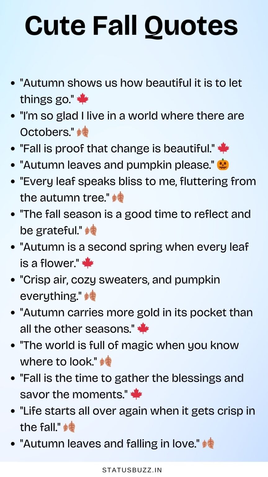 100 Beautiful Fall Quotes & Sayings - StatusBuzz