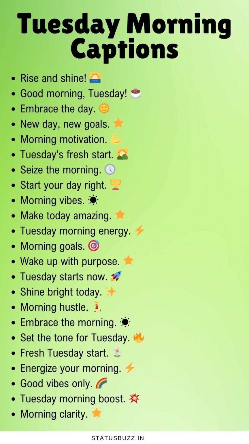 125+ Tuesday Captions For Instagram - StatusBuzz