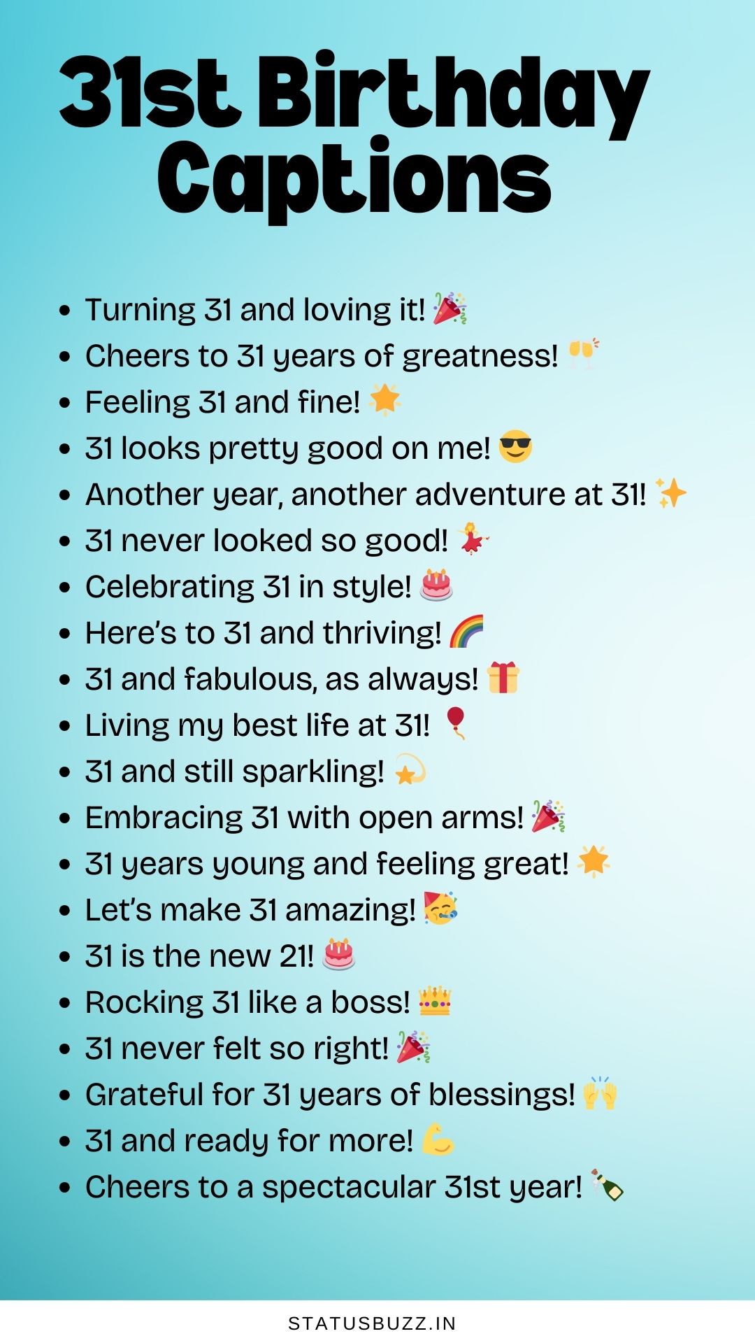 160+ Fun 31st Birthday Captions and Quotes - StatusBuzz