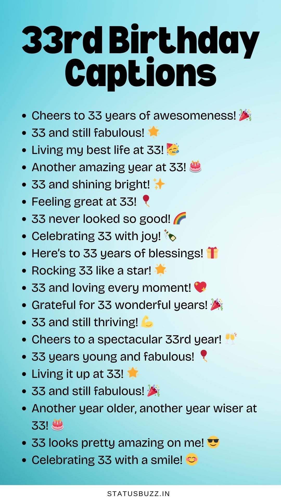 150+ Fabulous 33rd Birthday Captions - StatusBuzz