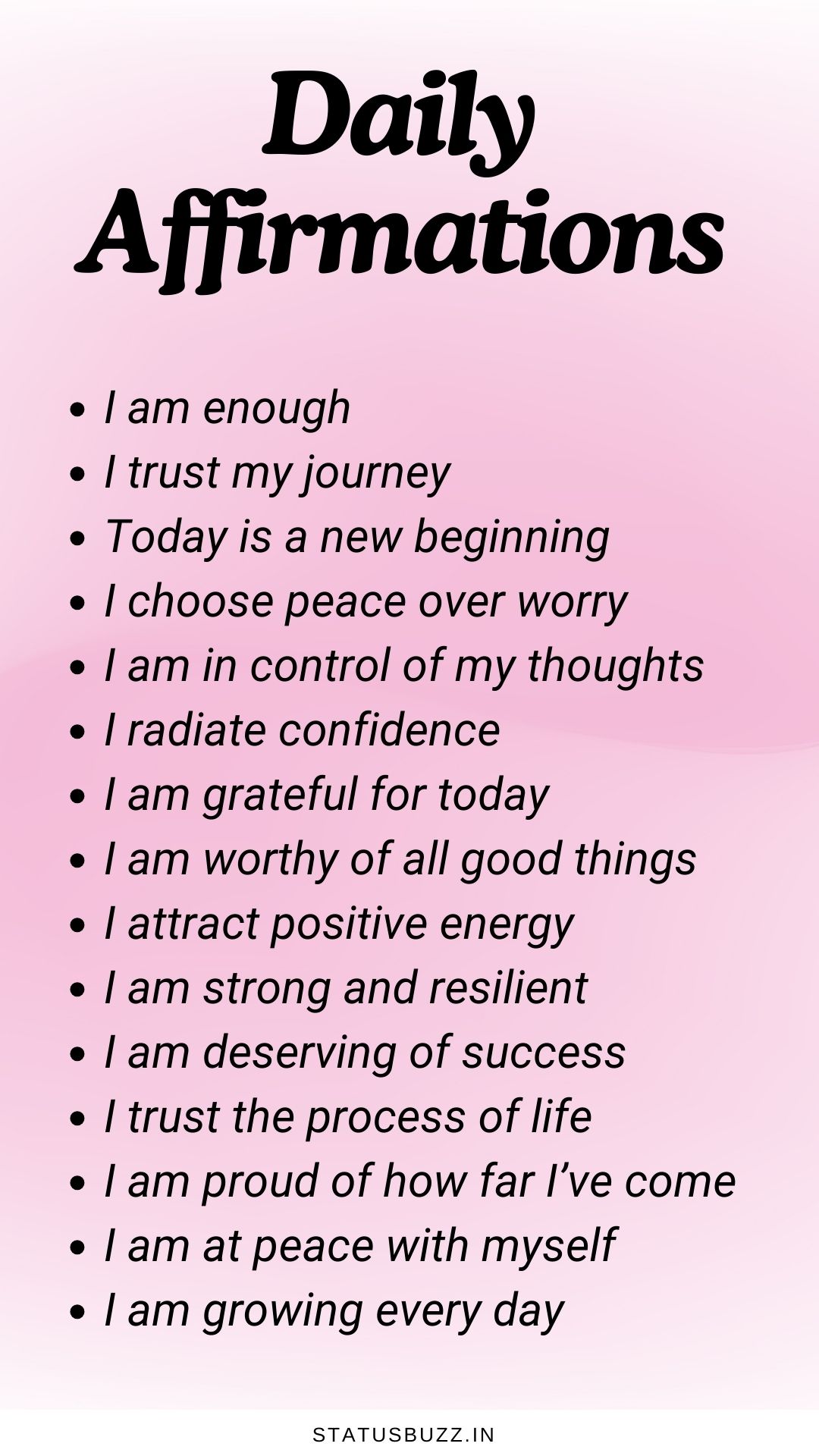 200+ Powerful Daily Affirmations for a Positive Mindset - StatusBuzz