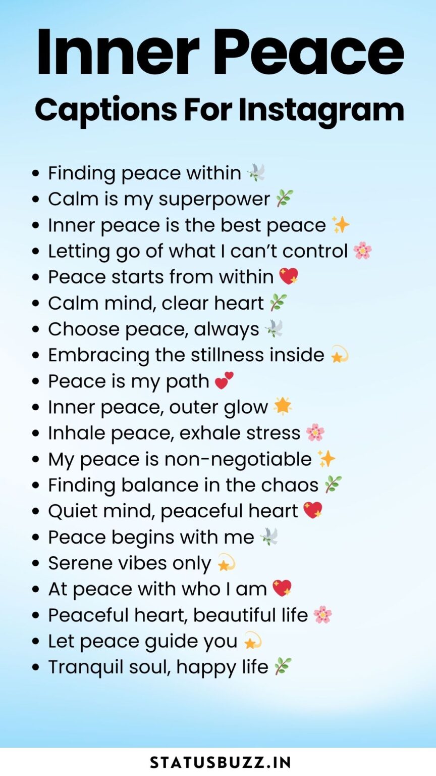 150+ Inner Peace Captions & Quotes For Instagram - StatusBuzz