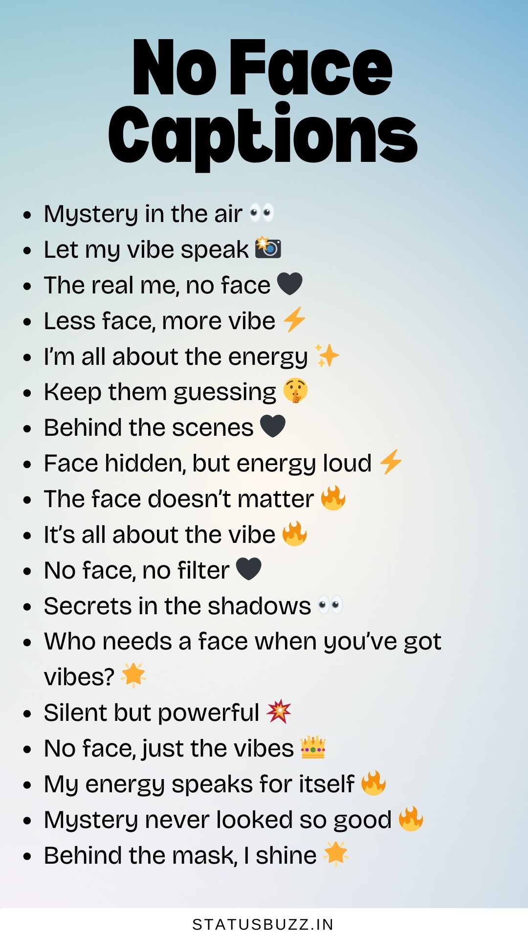 200+ No Face Captions For Instagram - StatusBuzz