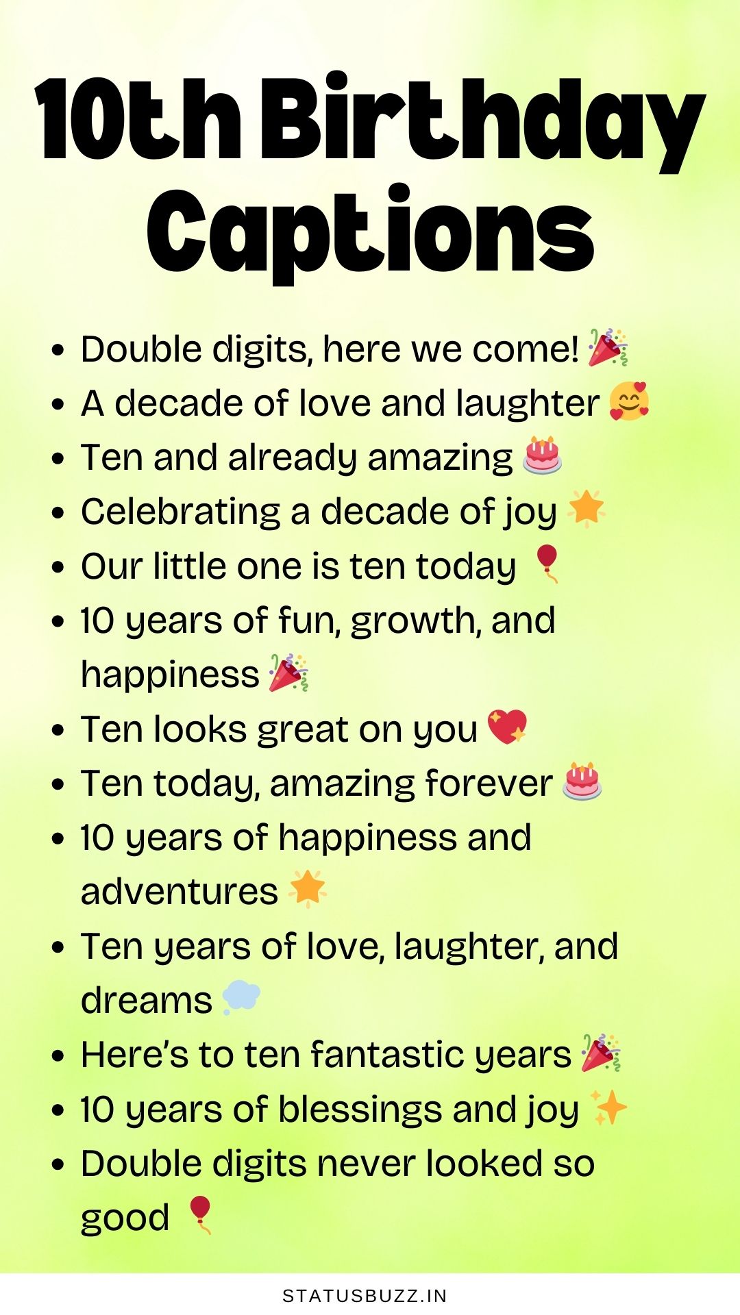180+ Awesome 10th Birthday Captions For Instagram - StatusBuzz