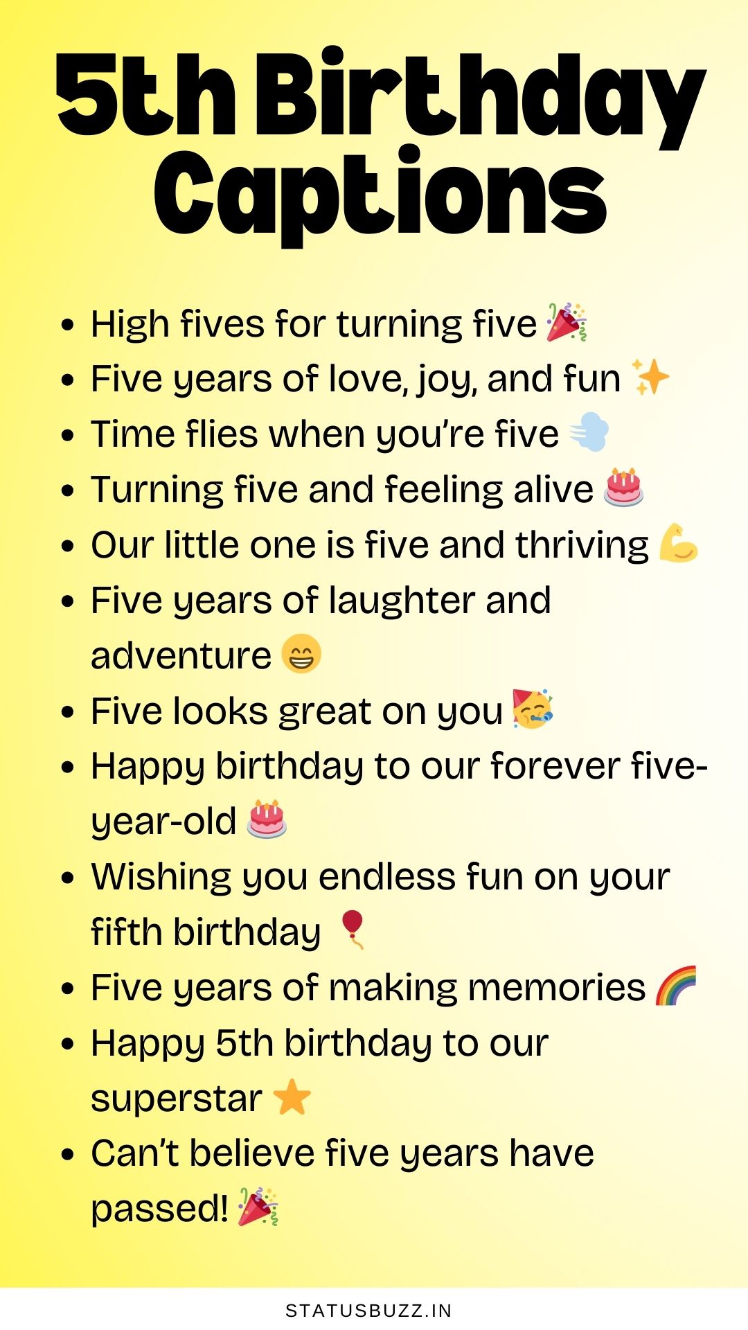 180+ Amazing 5th Birthday Captions For Instagram - StatusBuzz