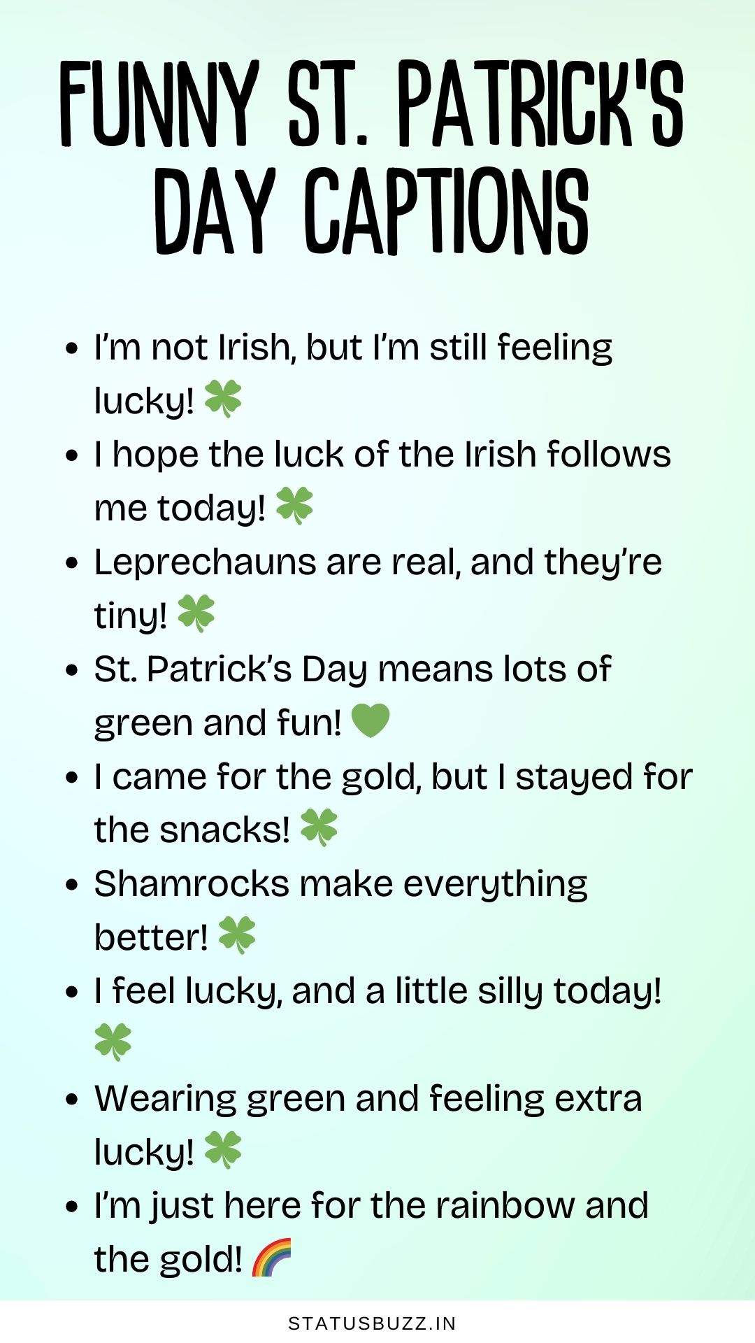 100+ Funny St. Patrick’s Day Captions, Puns & Jokes - StatusBuzz