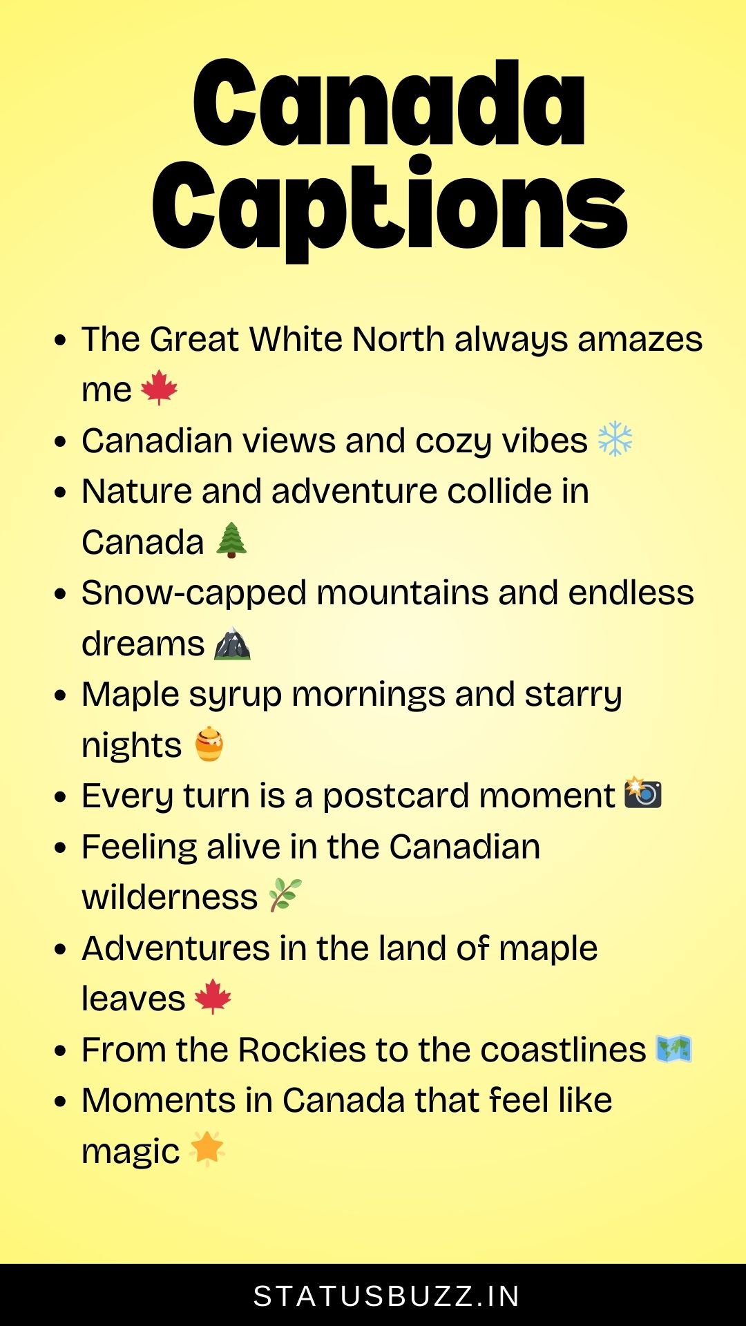 190+ Canada Captions & Quotes For Instagram - StatusBuzz
