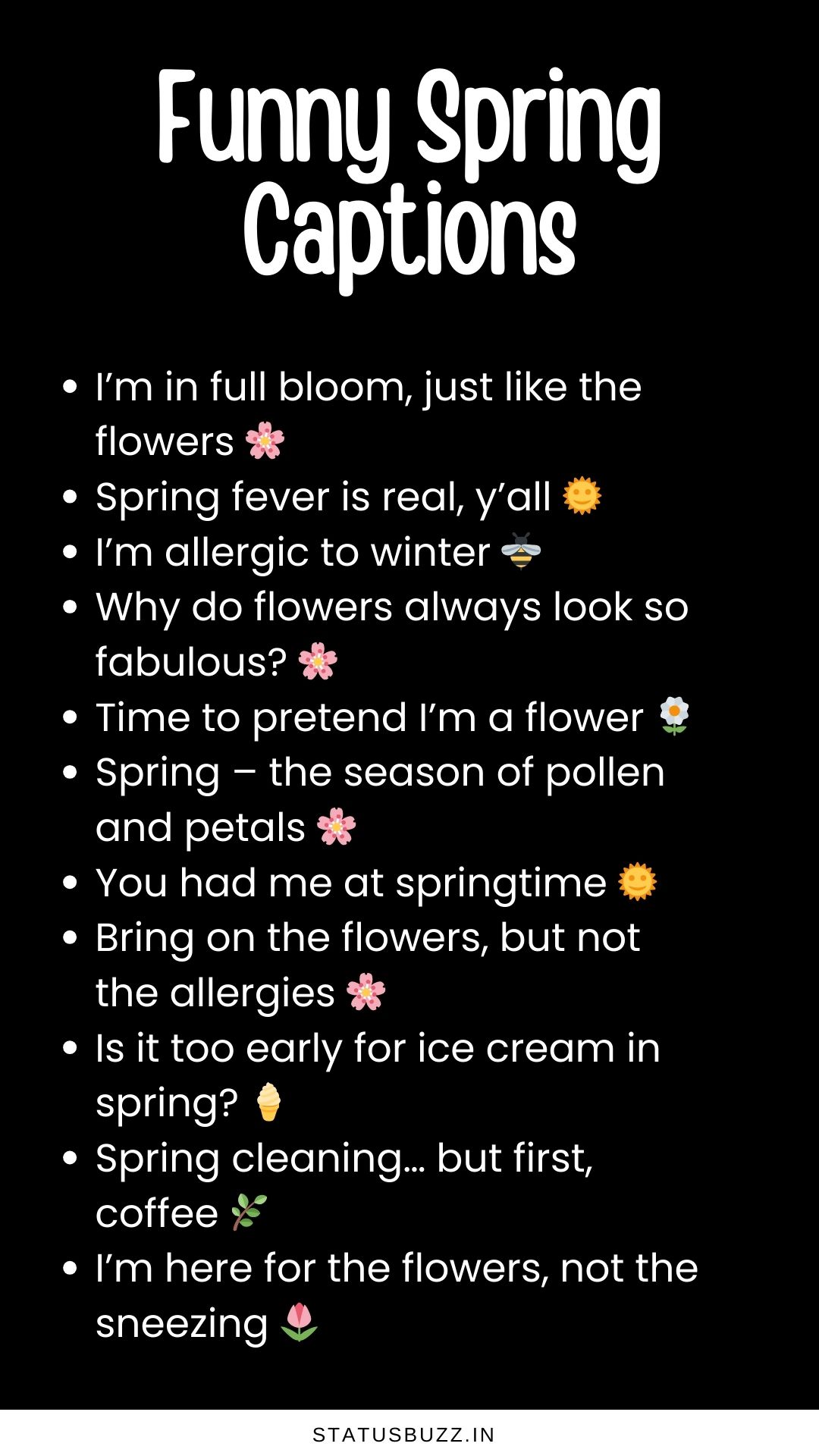 120+ Funny Spring Captions, Puns & Jokes - StatusBuzz
