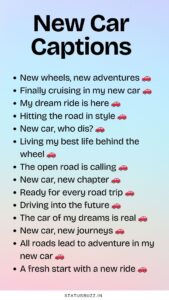 120+ New Car Captions & Quotes For Instagram - StatusBuzz