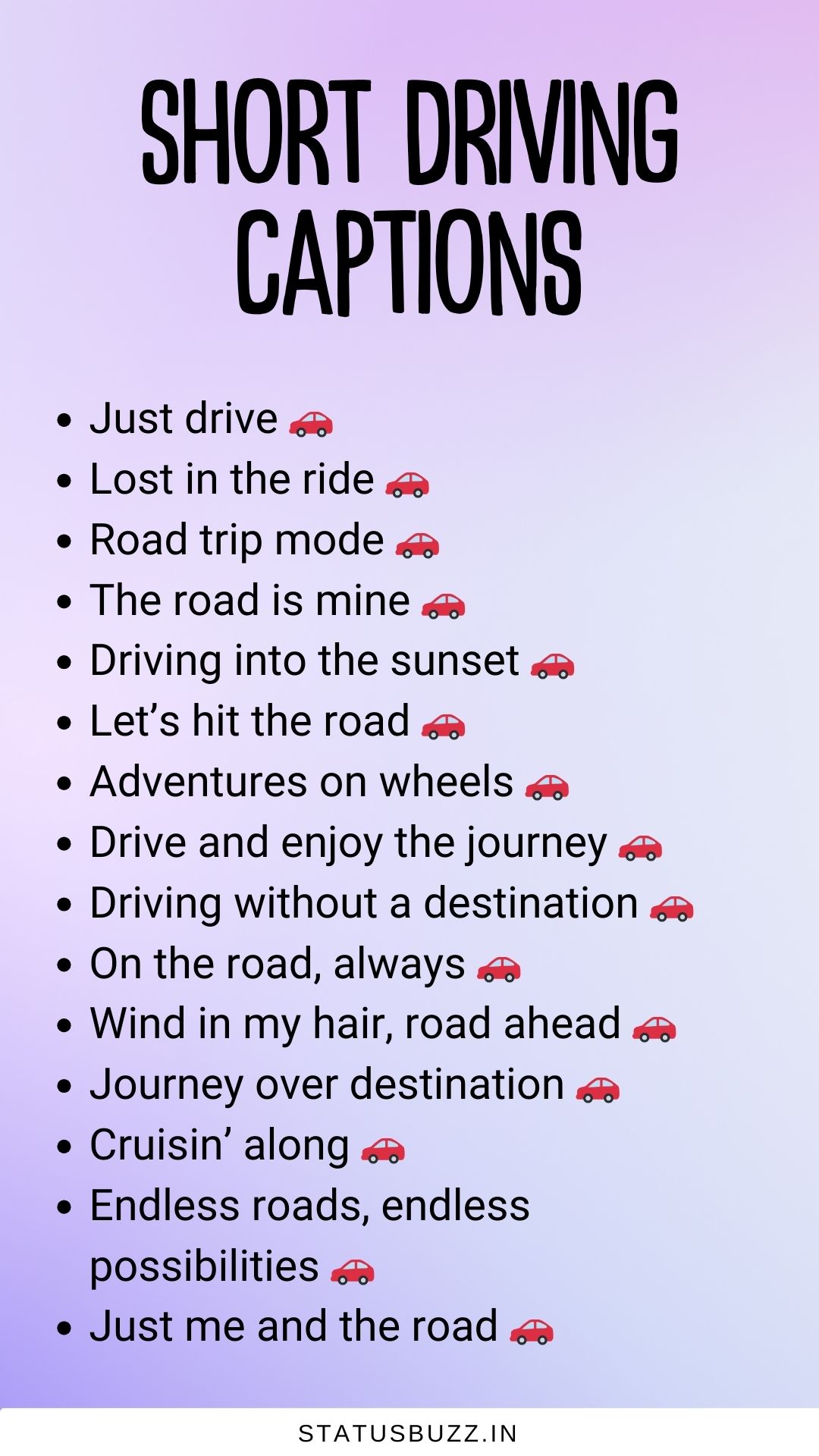 120+ Driving Captions & Quote For Instagram - StatusBuzz