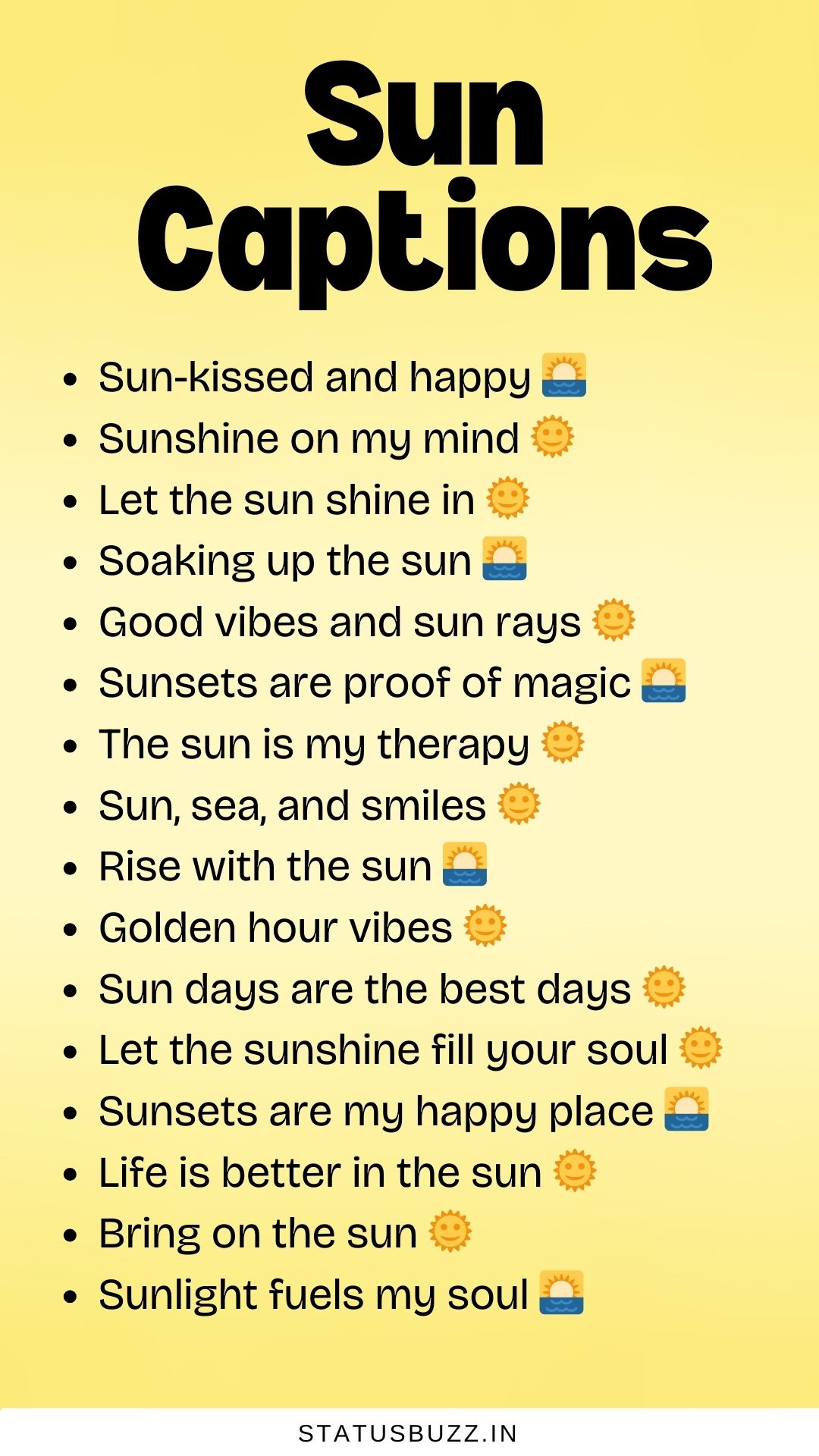 180+ Sun Captions & Quotes For Instagram - StatusBuzz