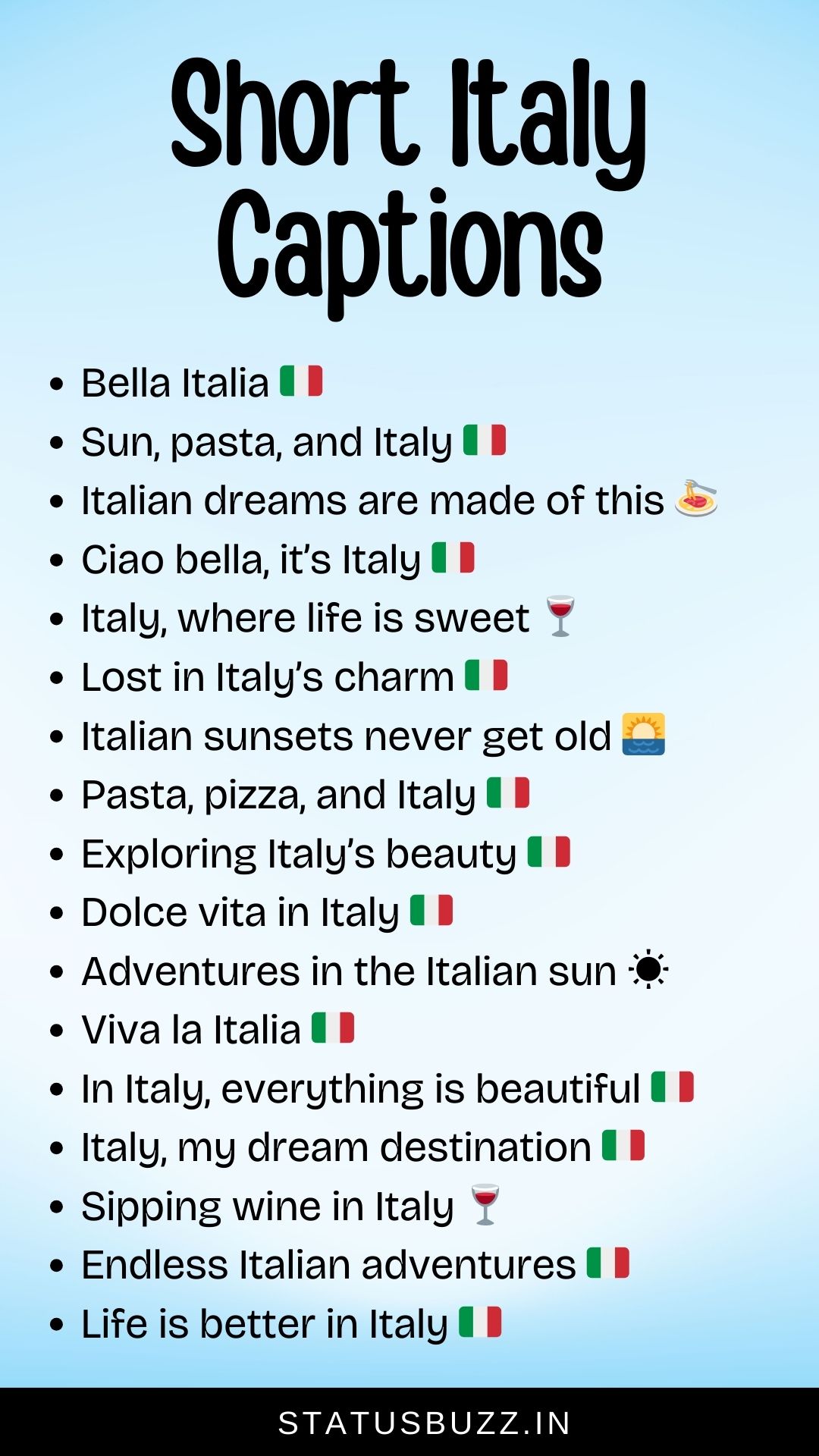 120+ Italy Captions & Quotes For Instagram - StatusBuzz