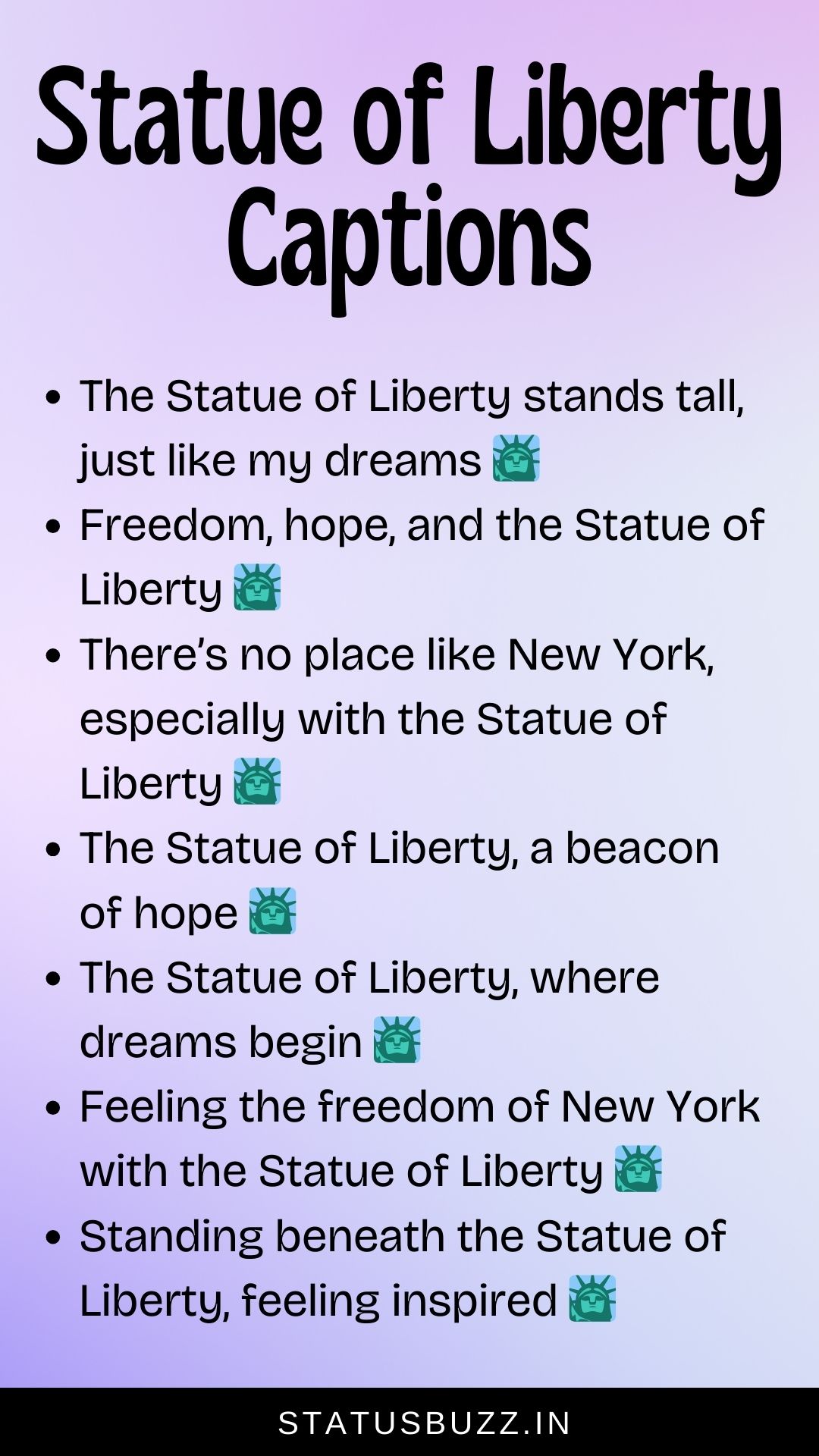90+ Statue of Liberty Captions & Quotes For Instagram - StatusBuzz