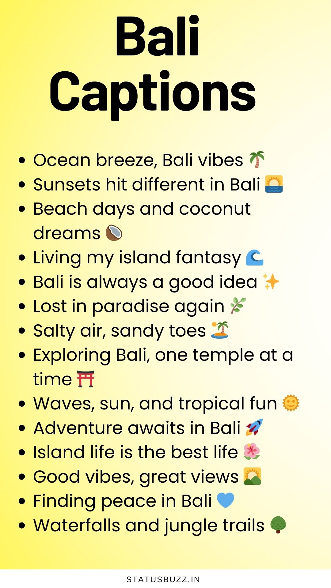 180+ Bali Captions & Quotes For Instagram - StatusBuzz