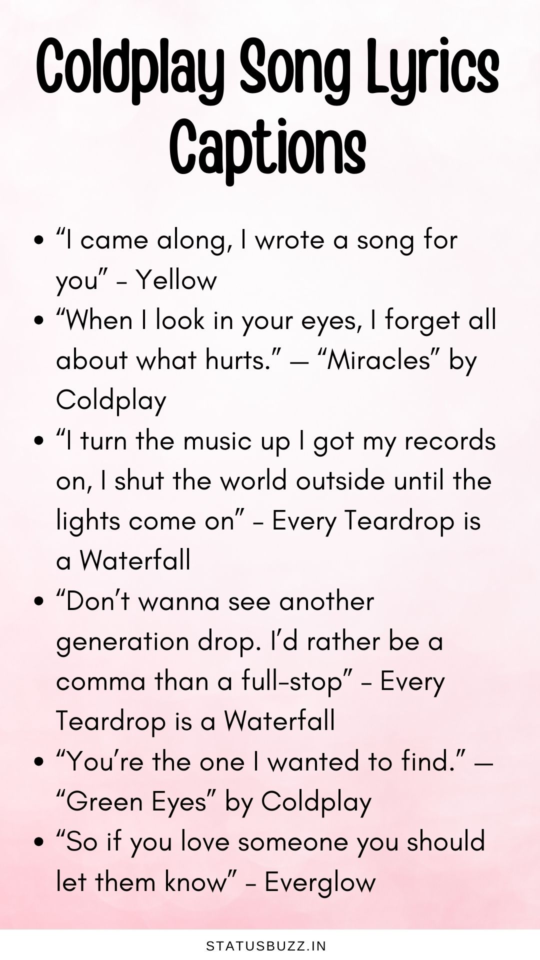 50 Best Coldplay Lyrics Captions For Instagram - StatusBuzz