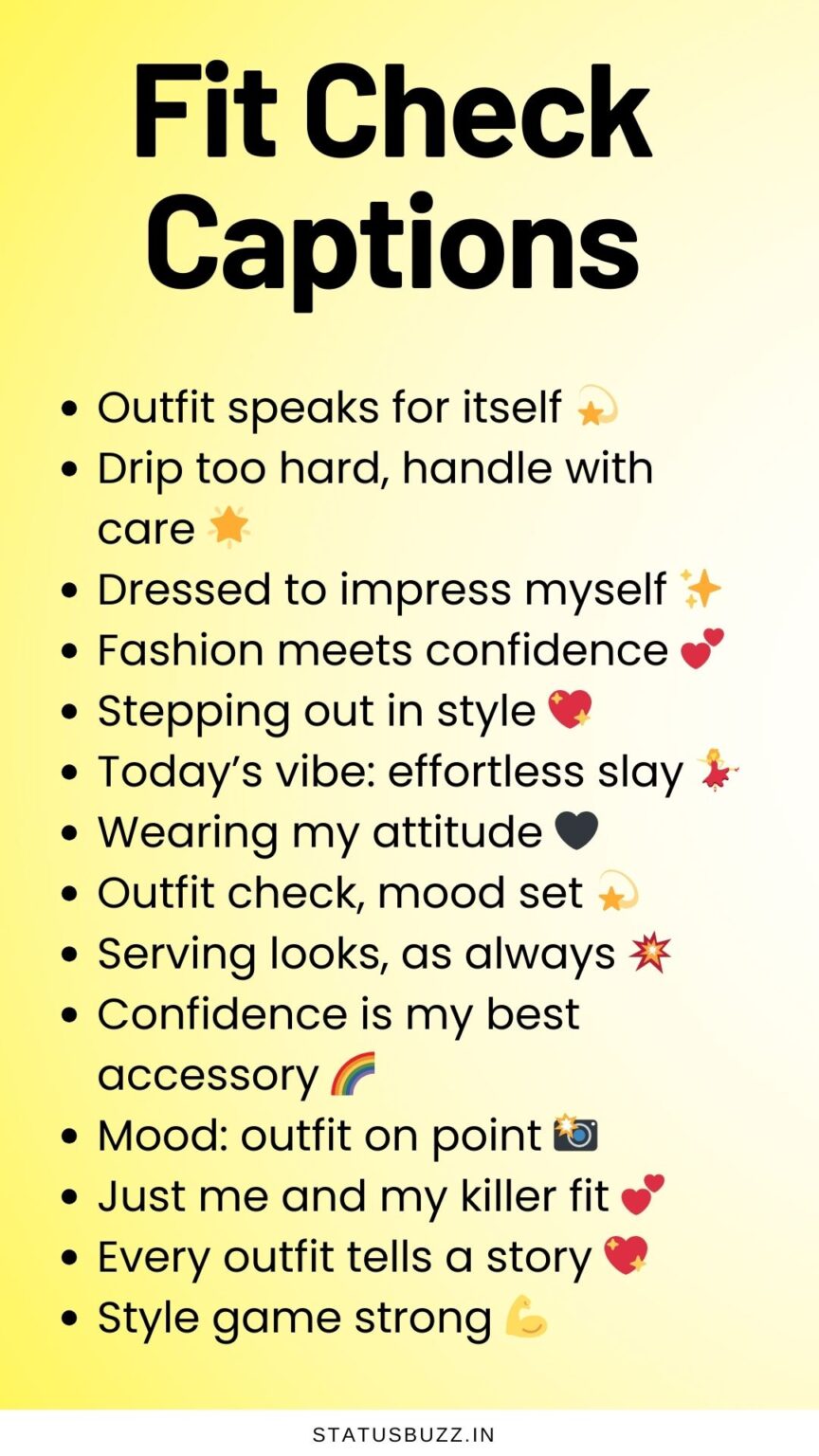 150+ Fit Check Captions For Instagram - StatusBuzz