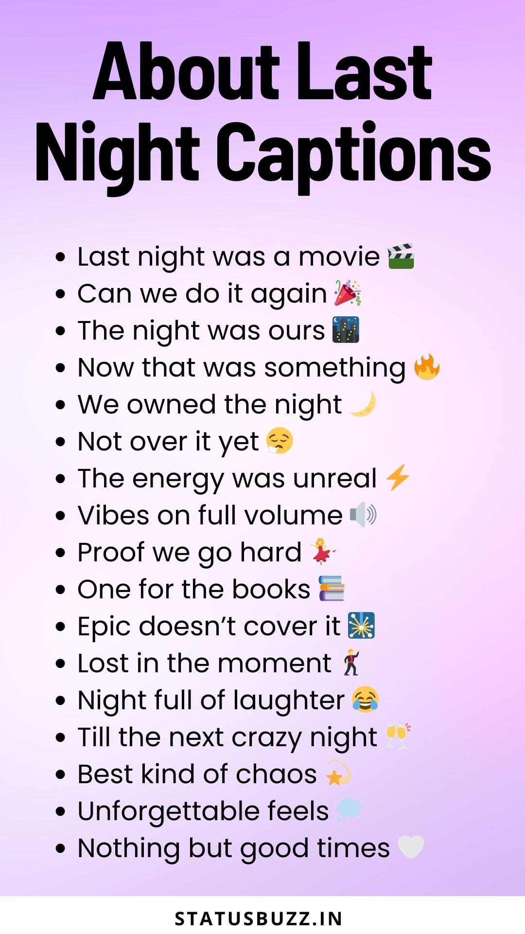 150+ About Last Night Captions For Instagram - StatusBuzz