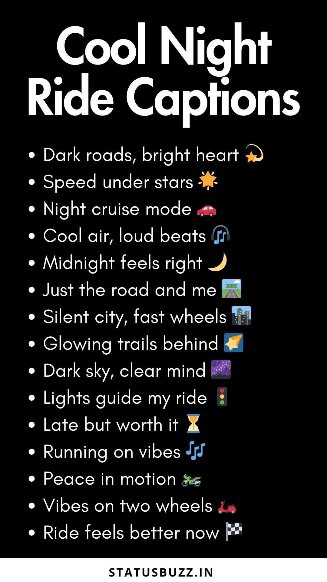 150+ Night Ride Captions For Instagram Posts - StatusBuzz