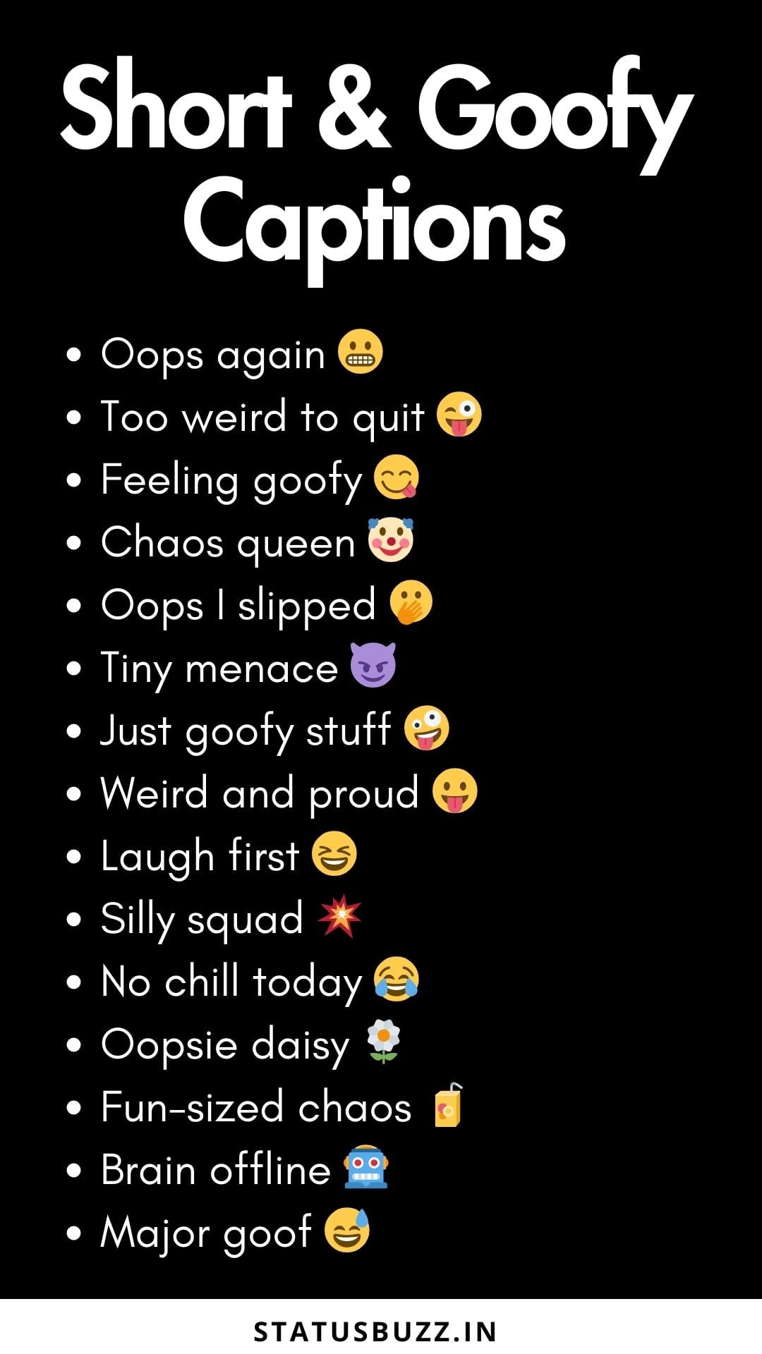 180+ Goofy Captions For Instagram Posts - StatusBuzz