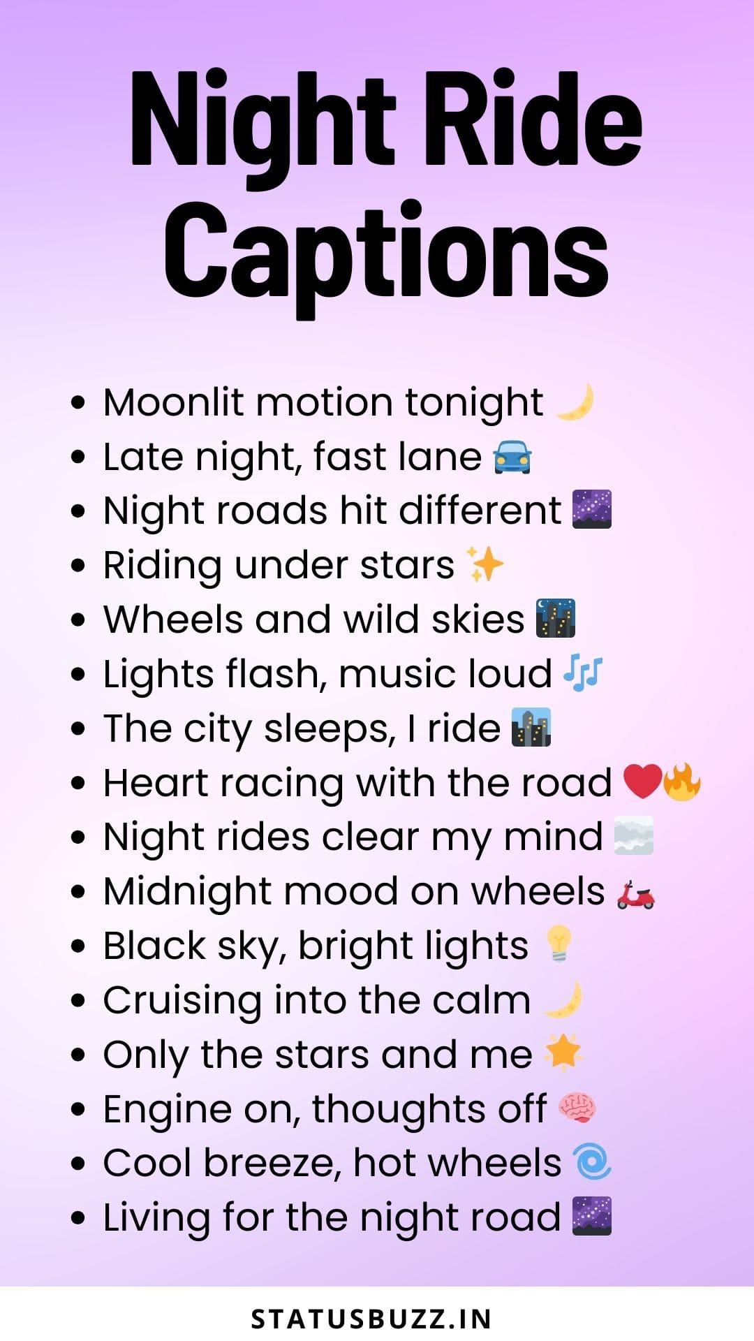 150+ Night Ride Captions For Instagram Posts - StatusBuzz