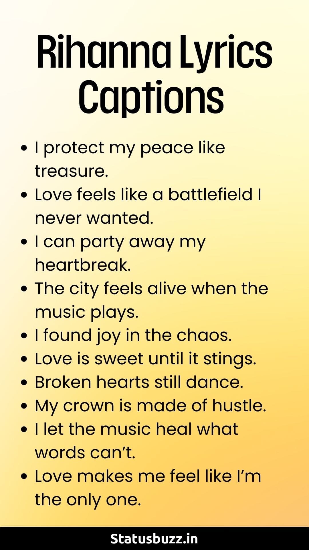100+ Rihanna Lyrics Captions & Quotes - StatusBuzz
