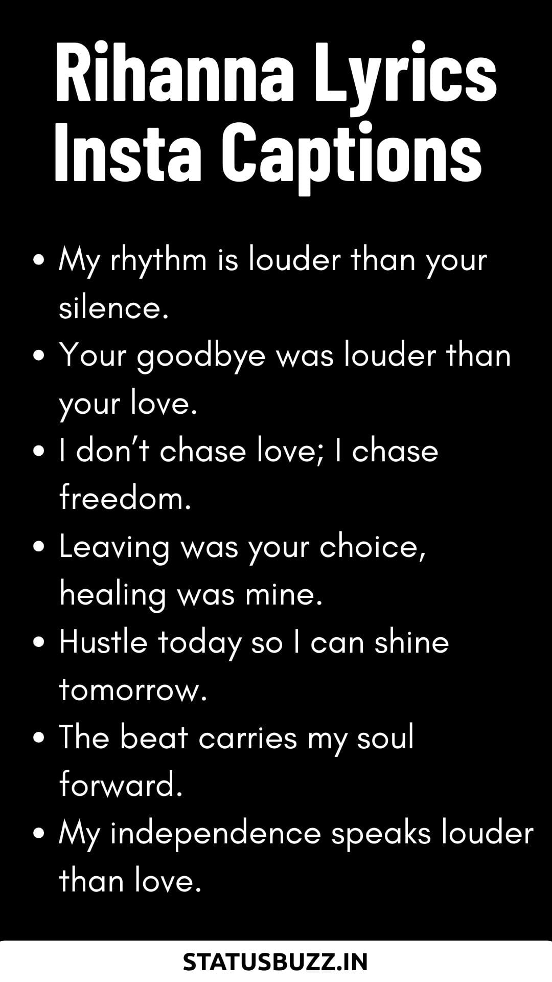 100+ Rihanna Lyrics Captions & Quotes - StatusBuzz