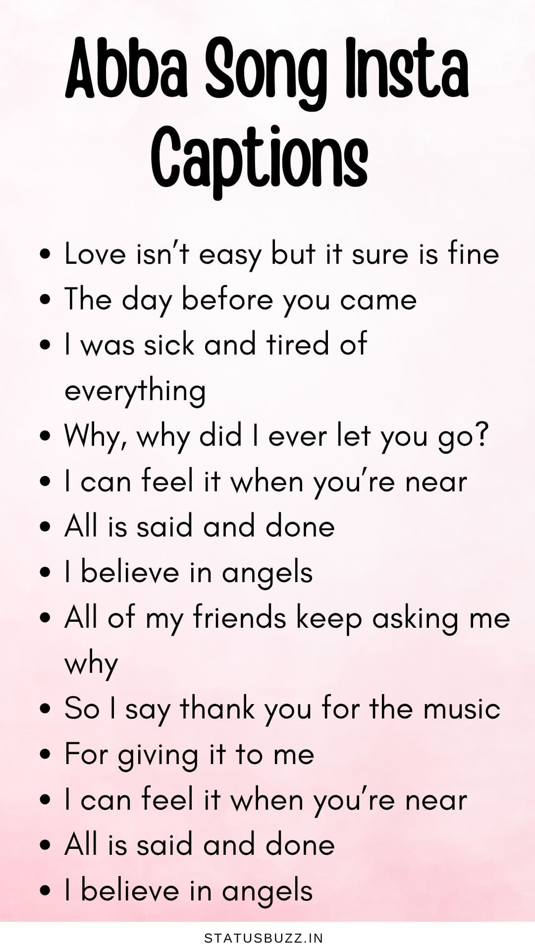 80+ Abba Lyrics Captions & Quotes For Instagram - StatusBuzz