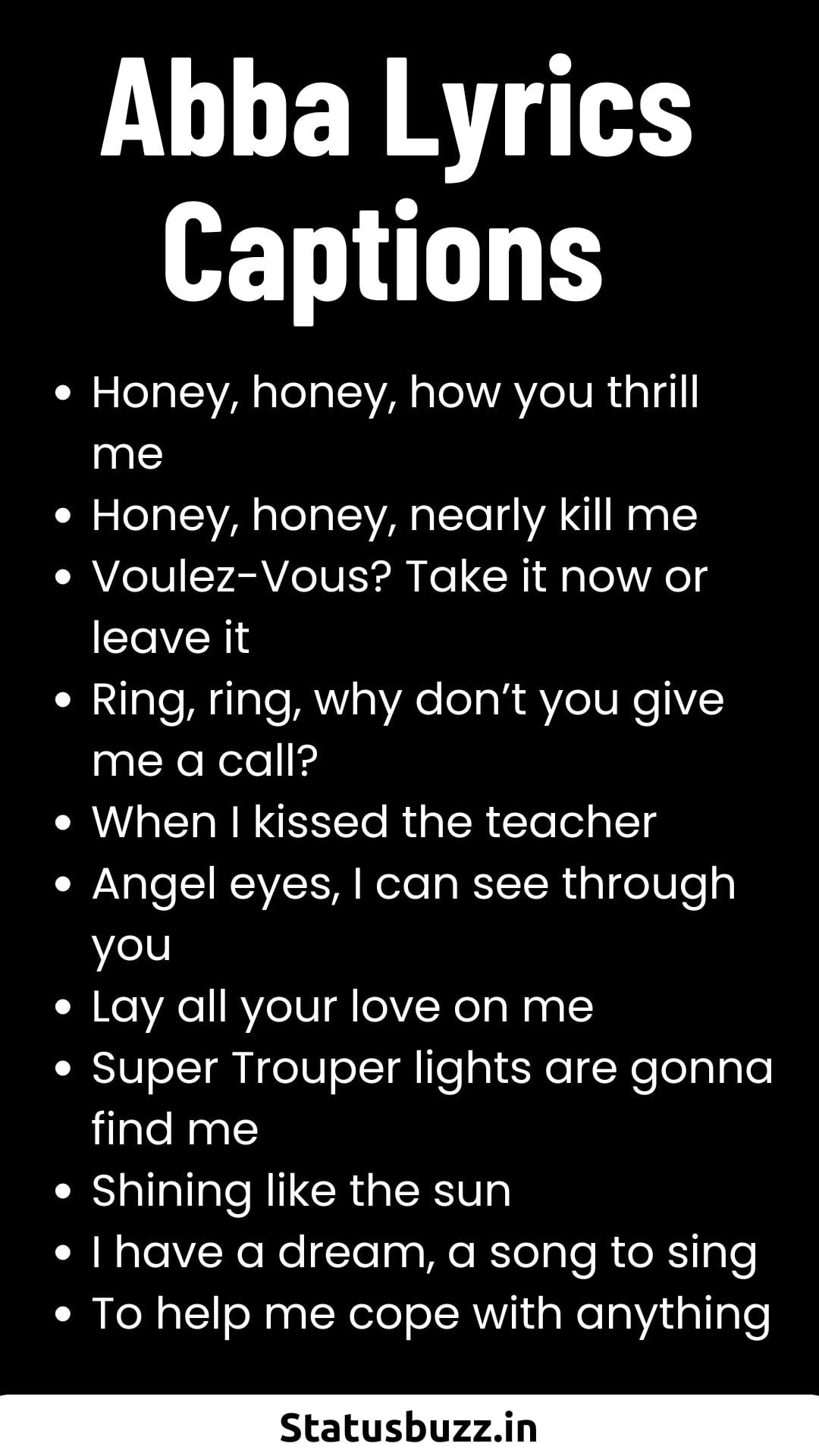 80+ Abba Lyrics Captions & Quotes For Instagram - StatusBuzz