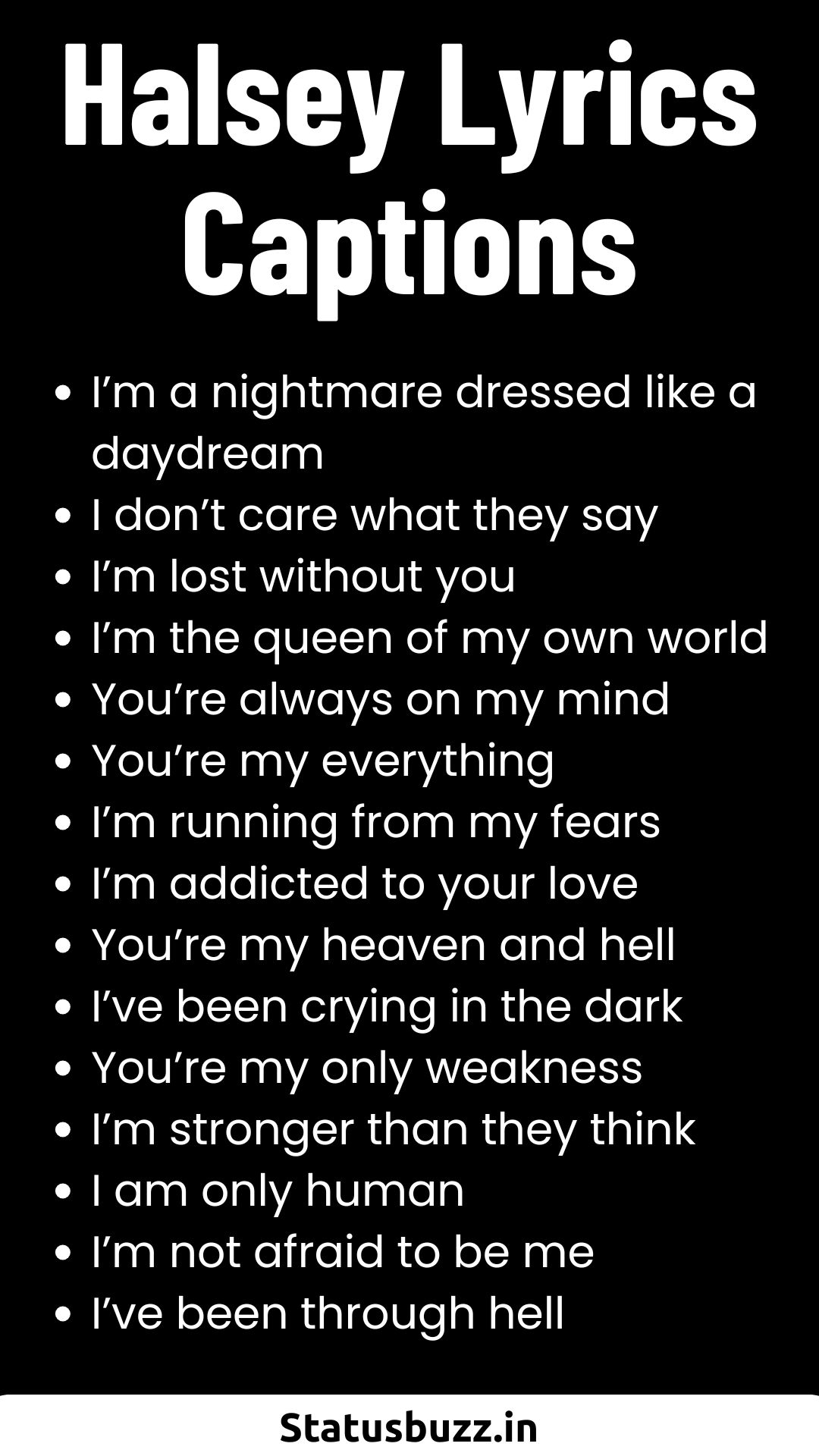 85+ Halsey Lyrics Captions & Quotes For Instagram - StatusBuzz
