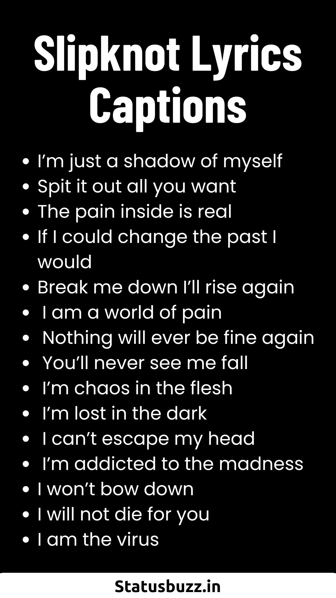 80+ Slipknot Lyrics Captions & Quotes - StatusBuzz