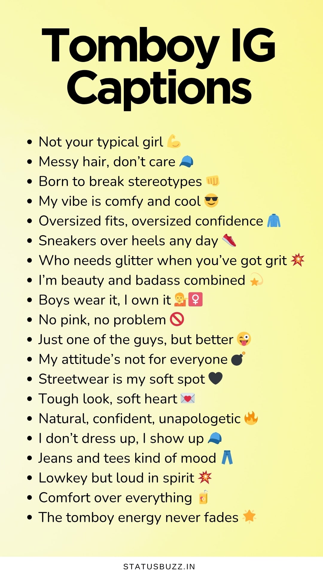 120+ Tomboy Captions & Quotes For Instagram - StatusBuzz