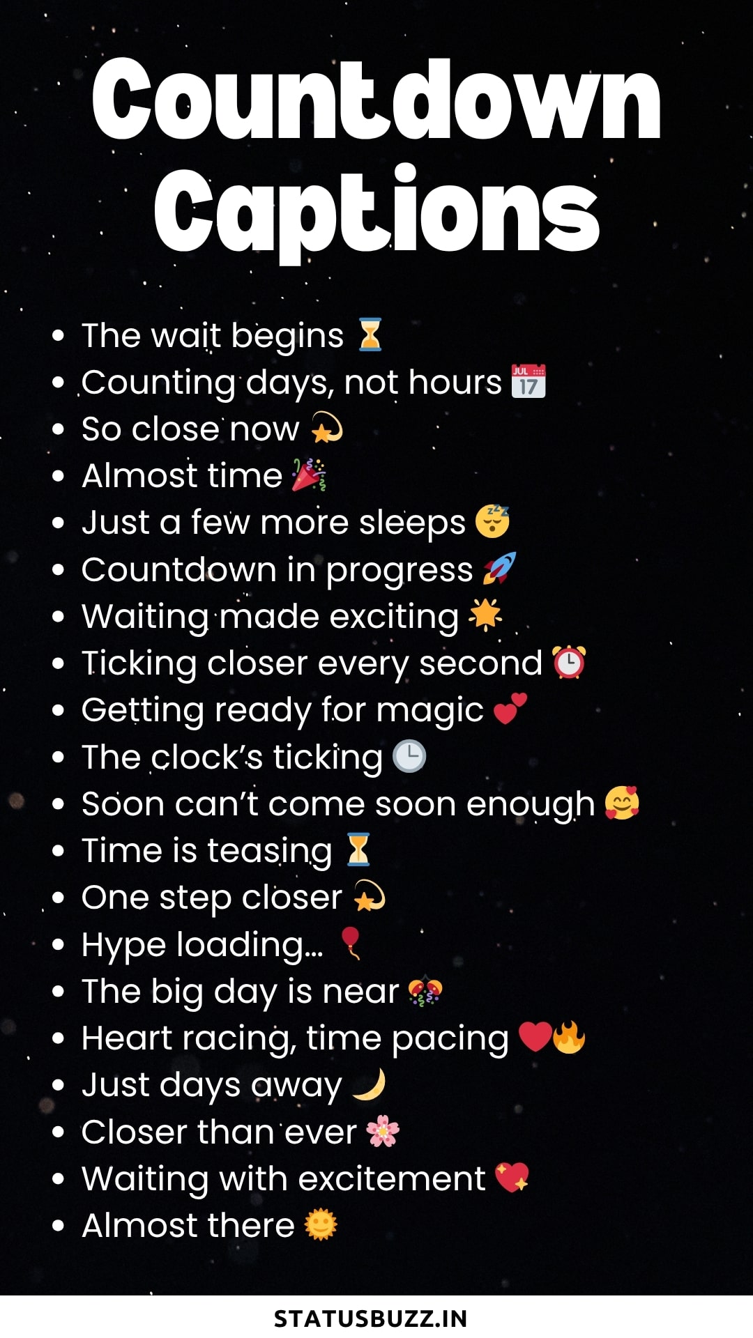150+ Countdown Captions & Quotes For Instagram - StatusBuzz